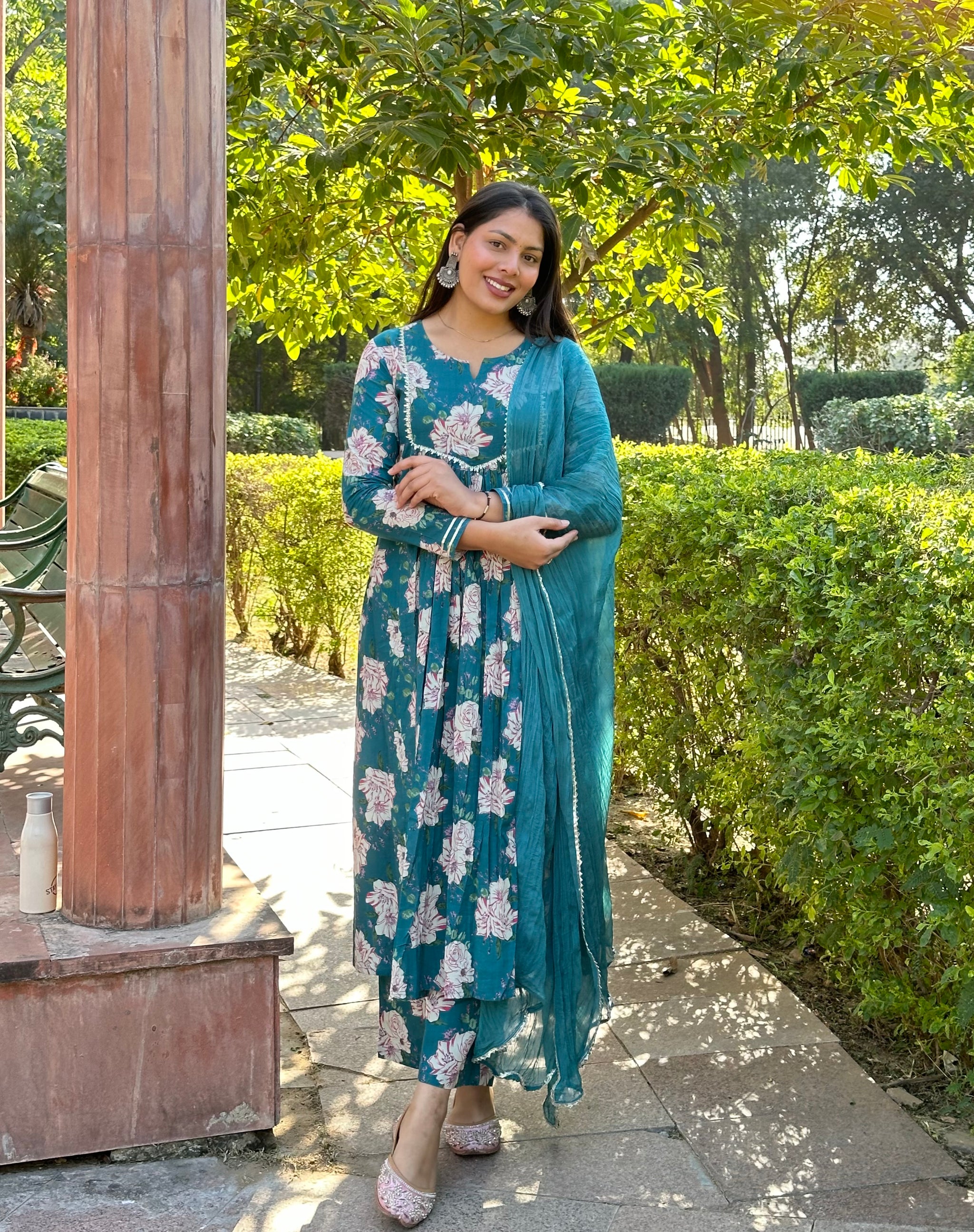 Rama-Green-Floral-Flare-Suit-Set – Jonaya