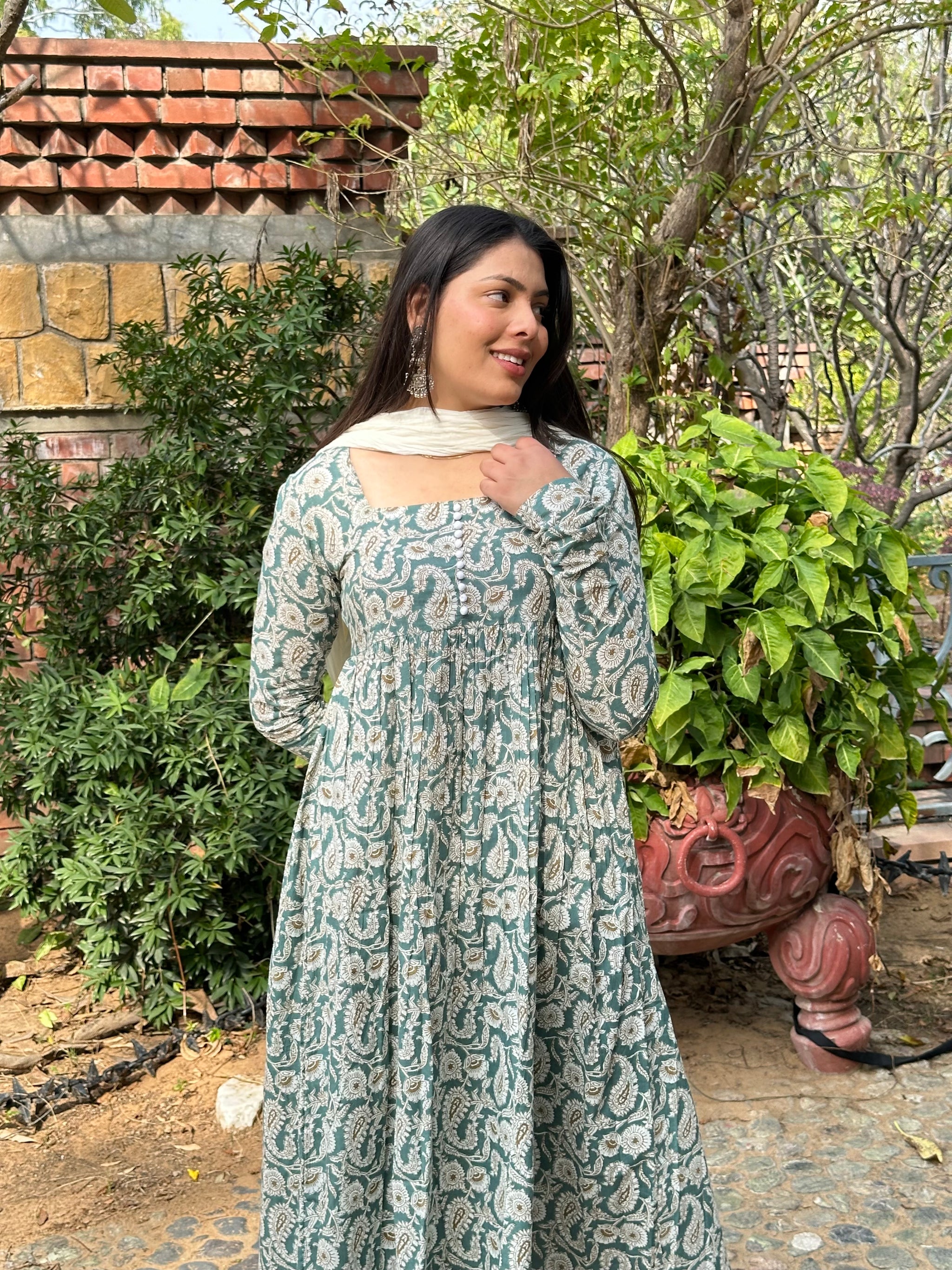 Ocean green paisley gher suit set – Jonaya