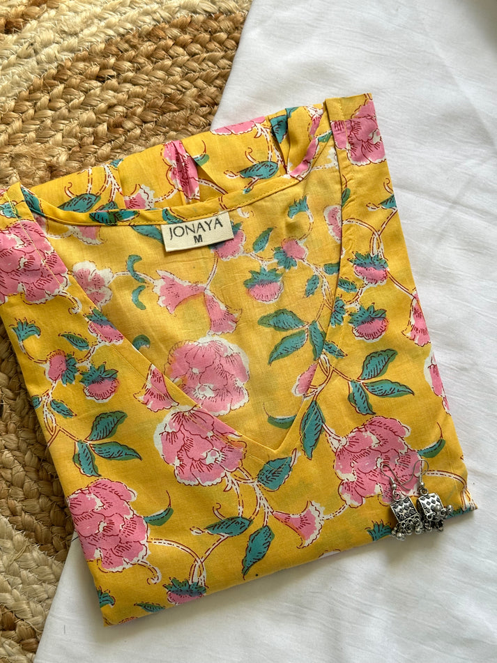 Cheerful yellow full sleeves peplum top – Jonaya